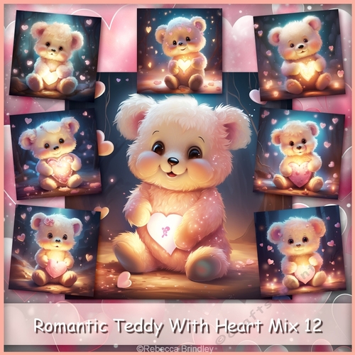 Romantic Teddy With Heart Mix 12 - CUP1307857_442 | Craftsuprint