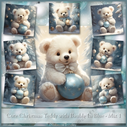 Cute Christmas Teddy with Bauble In Blue - Mix 1 - CUP1323594_442 ...