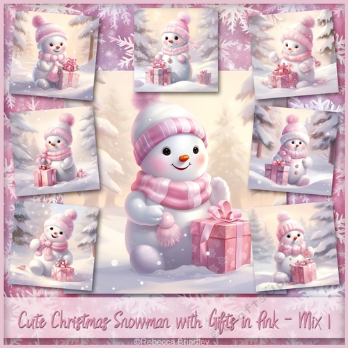 Cute Christmas Snowman with Gifts in Pink - Mix 1 - CUP1328081_442 ...