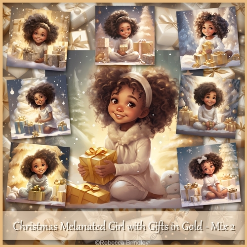 Christmas Melanated Girl with Gifts in Gold - Mix 2 - CUP1343671_442 ...