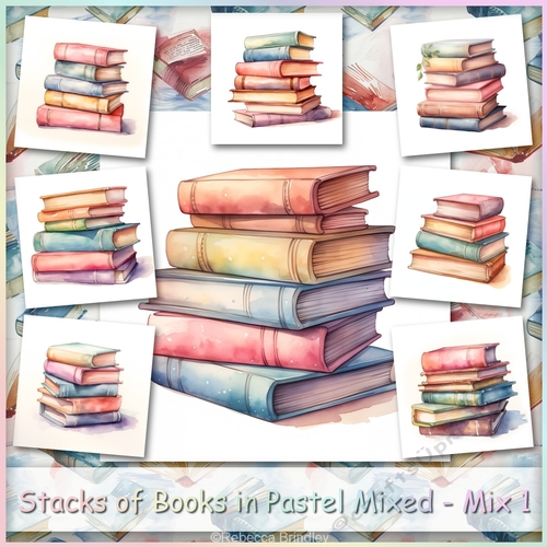 Stacks of Books in Pastel Mixed - Mix 1 - CUP1347419_442 | Craftsuprint