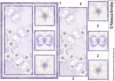 Purple Flutterby Blossoms A5 Card Front - CUP142277_442 | Craftsuprint