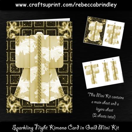 Sparkling Night Kimono Card in Gold Mini Kit - CUP628724_442 | Craftsuprint