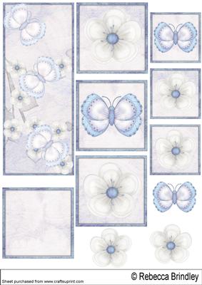 Blue Flutterby Blossoms Toppers - CUP75879_442 | Craftsuprint