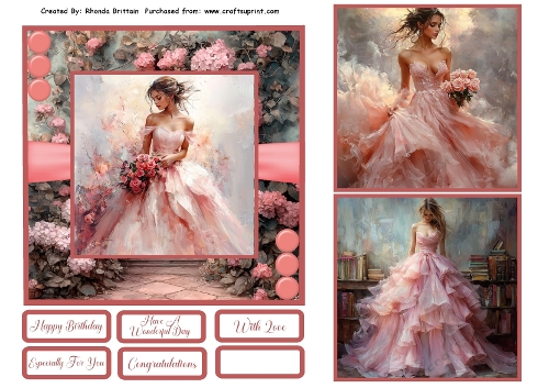 Lady in Pink Card Front 6x6 - CUP1373417_40 | Craftsuprint