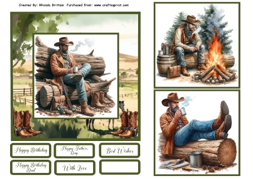 Cowboy Card Front 6x6 - CUP1373667_40 | Craftsuprint
