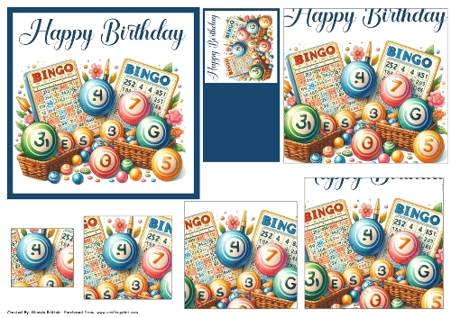 Happy Birthday Bingo Card Front with Pyramid - CUP1375289_40 | Craftsuprint