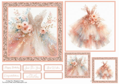 Evening Gown Card Front with Matching Gift Tags - CUP1376004_40 ...