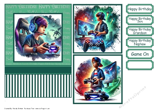 Gamer Boy Birthday Card Front 7x5 - CUP1378319_40 | Craftsuprint