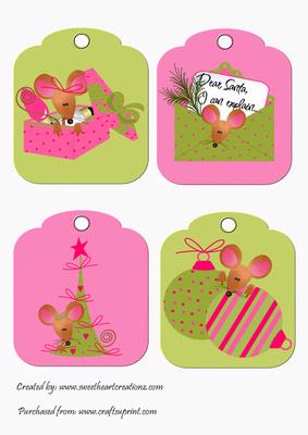 Mouse Tails Christmas Tags - CUP24464_40 | Craftsuprint
