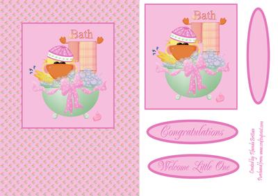 Just Ducky New Baby Girl Bath Card Front - CUP68148_40 | Craftsuprint