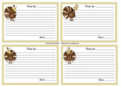 Turkey Recipe Cards - CUP69122_40 | Craftsuprint