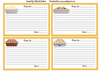 Pie Recipe Cards - CUP70879_40 | Craftsuprint