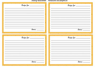 Pie Plain Recipe Cards - CUP70880_40 | Craftsuprint