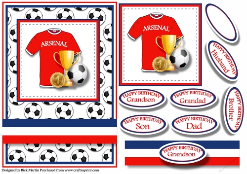 A5 Arsenal Card Front with Topper and sentiments - CUP1107224_111584 ...