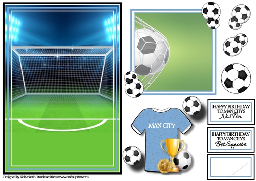 A5 Man City - Card Front with Toppers, sentiments and decoupage ...