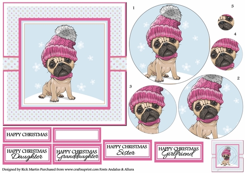 6x6 Christmas Pug Circle Pyramage Design Sheet 1 - CUP1122739_111584 ...