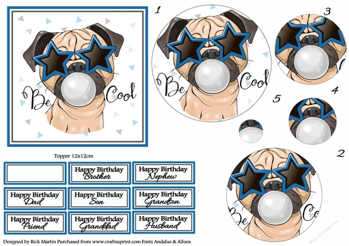 12x12cm Cool Pug - Circle Pyramage with sentiments - CUP1124727_111584 ...