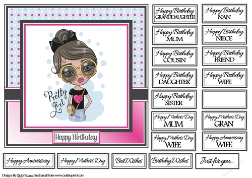 7x7 Pretty Girl Card Front with sentiments - CUP1139697_111584 ...