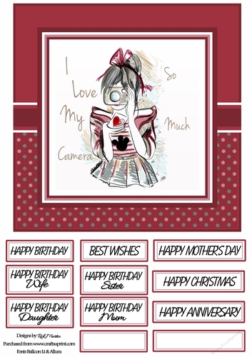 8x8 I Love my camera Card Front with sentiments - CUP1140662_111584 ...