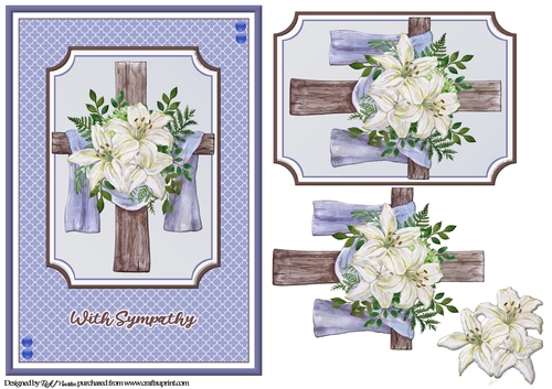 A5 Blue Sympathy Cross Card Front with Decoupage - CUP1170636_111584 ...