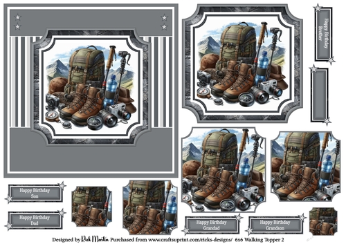 6x6 Walking Card Front, Topper, Pyramid Layers and Sentiments Topper 2 ...