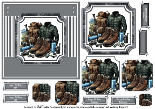 6x6 Walking Card Front, Topper, Pyramid Layers and Sentiments Topper 5 ...