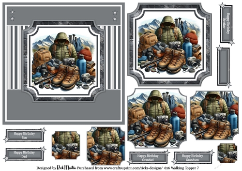 6x6 Walking Card Front, Topper, Pyramid Layers and Sentiments Topper 7 ...