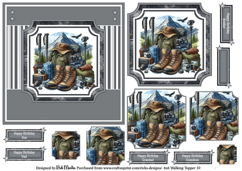 6x6 Walking Card Front, Topper, Pyramid Layers and Sentiments Topper 10 ...