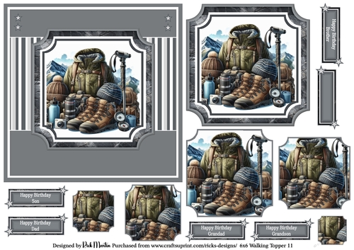 6x6 Walking Card Front, Topper, Pyramid Layers and Sentiments Topper 11 ...