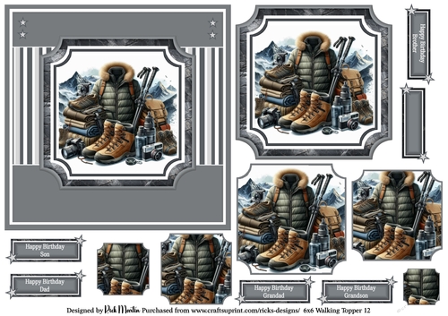 6x6 Walking Card Front, Topper, Pyramid Layers and Sentiments Topper 12 ...