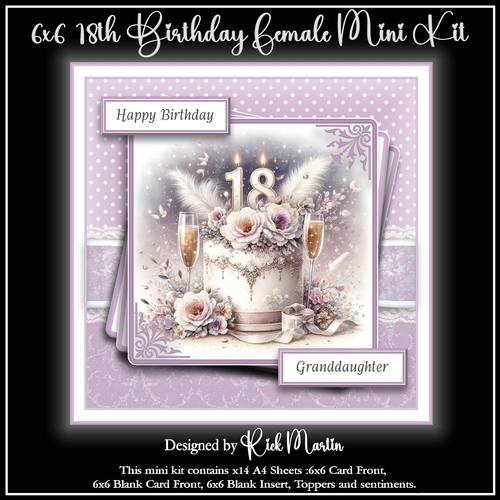 6x6 18th Birthday Female Mini Kit - x14 A4 Sheets - CUP1341907_111584 ...