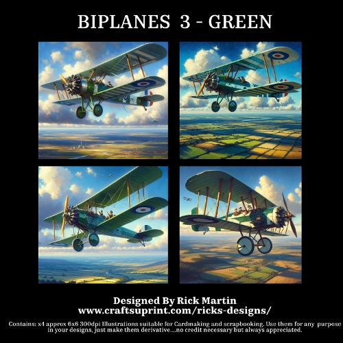 BIPLANES 3 GREEN - Illustrations for Cardmakers & Designers ...