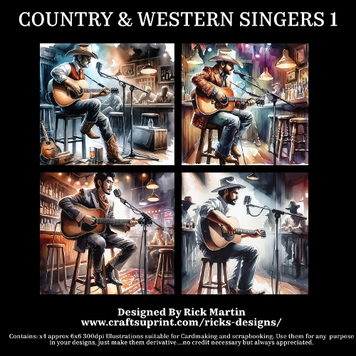 COUNTRY & WESTERN SINGERS 1 - Illustrations for Cardmakers & Designers ...