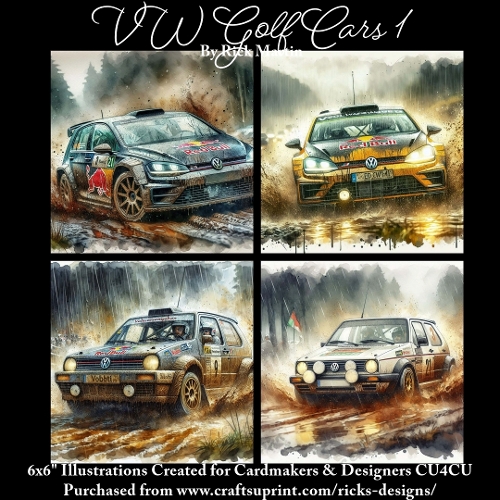 VW GOLF CARS 1 - Illustrations for Cardmakers & Designers - CUP1357019 ...