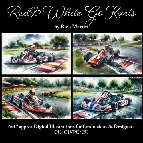 Red & White Go Karts - Illustrations for Cardmakers & Designers ...