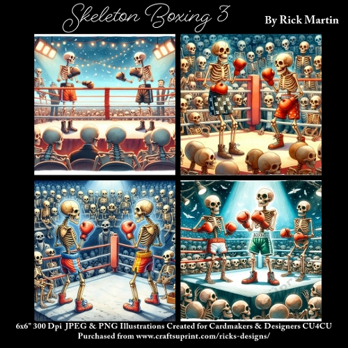Skeleton Boxing 3 - Ilustrations for Cardmakers & Designers ...