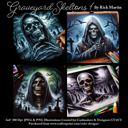 6x6 Graveyard Skeletons 1 - Ilustrations for Cardmakers & Designers ...