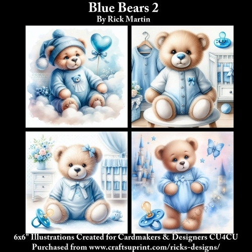 6X6 Blue Bears 2 - Illustrations for Cardmakers & Designers ...