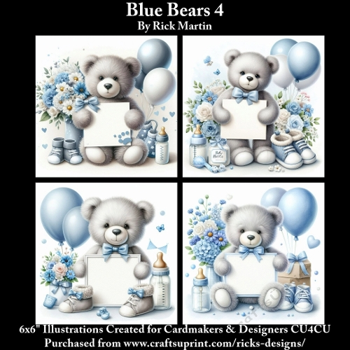 6X6 Blue Bears 4- Illustrations for Cardmakers & Designers - CUP1374379 ...