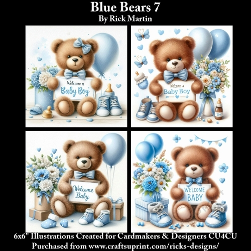 6X6 Blue Bears 7 - Illustrations for Cardmakers & Designers ...