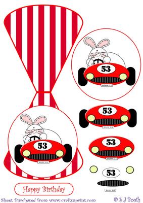 Bunny in a Red Racing Car - CUP192366_1026 | Craftsuprint