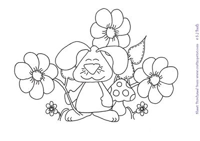 Bunny with Flowers Digital Stamp - CUP296858_1026 | Craftsuprint