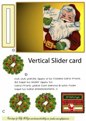 Santa 3 Vertical Slider Card Vintage 3D and Instructions - CUP16391_49 ...