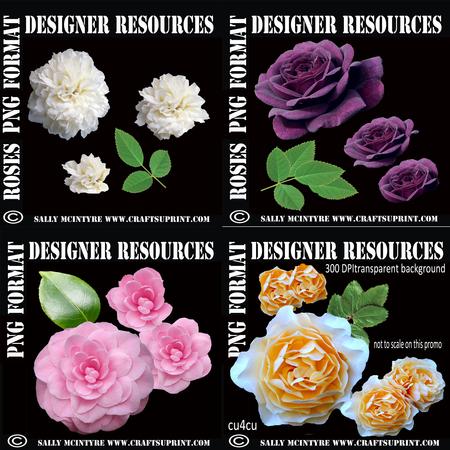 4 Different Cut Out Layered Flowers Transparent Background - CUP306185 ...