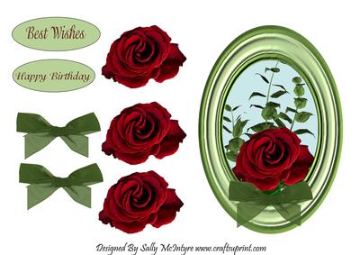 Red Rose in Green Glass Frame - CUP65580_49 | Craftsuprint