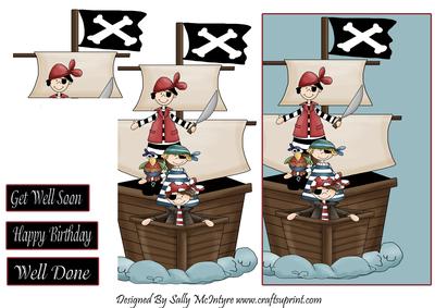 Ah Me Hearties Pirate Ship Step by Step Card - CUP71214_49 | Craftsuprint