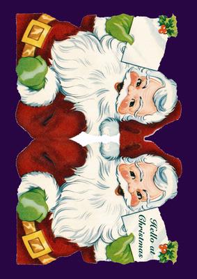 Santa Shaped Card Hello at Christmas Vintage Blue Background - CUP9984 ...