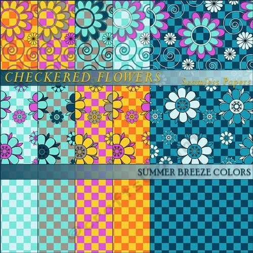 Checkered Flowers Papers - Summer Breeze Colors - CUP1123934_2048 ...