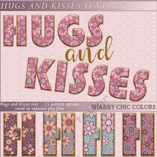 Hugs and Kisses Text Art - Shabby Chic Colors - CUP1141493_2048 ...